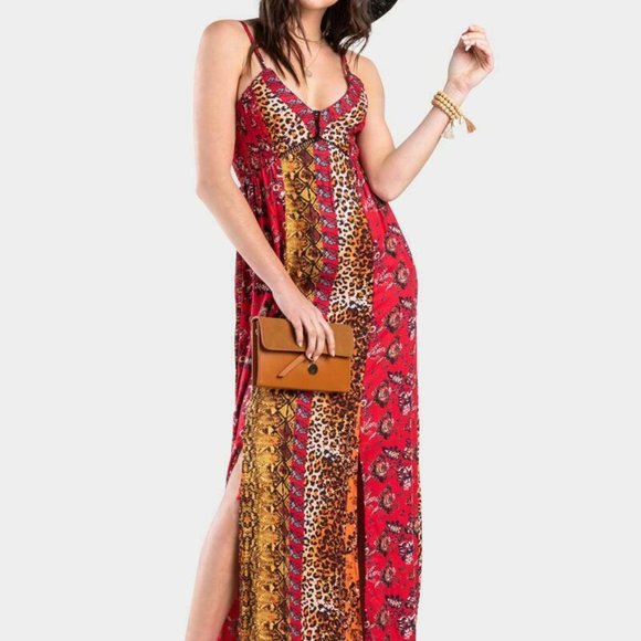 Angie | Dresses | Francescas Angie Cabella Mix Print Maxi Dress New ...